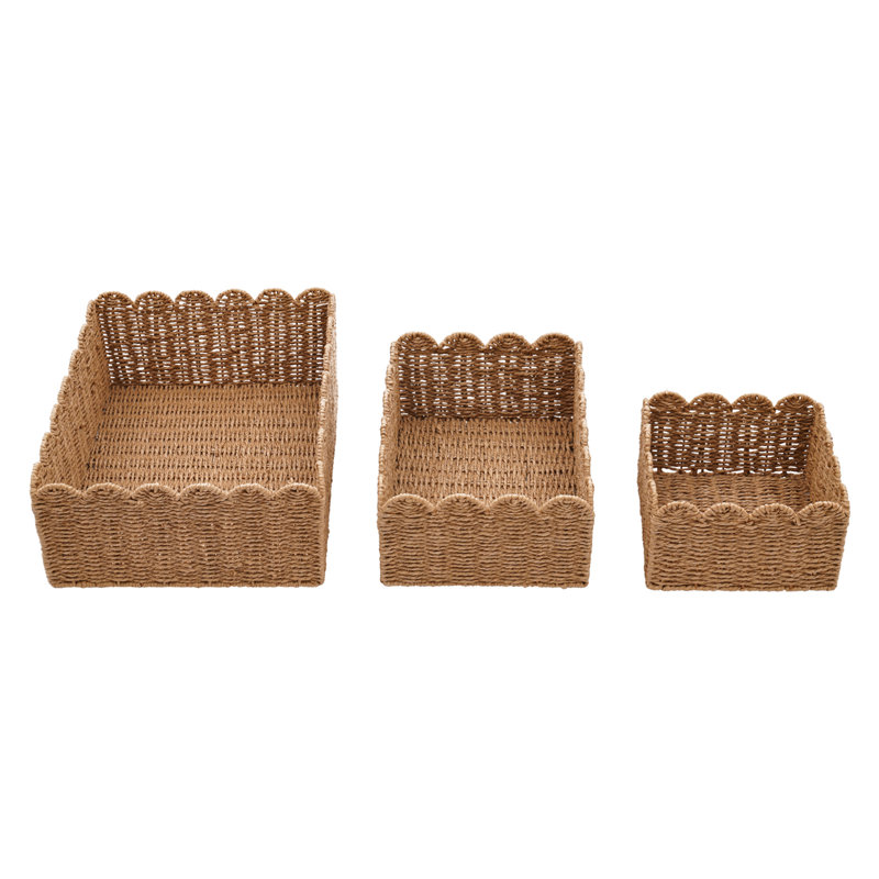 Bayou Breeze 3PCS Scalloped Edge Storage Baskets | Wayfair