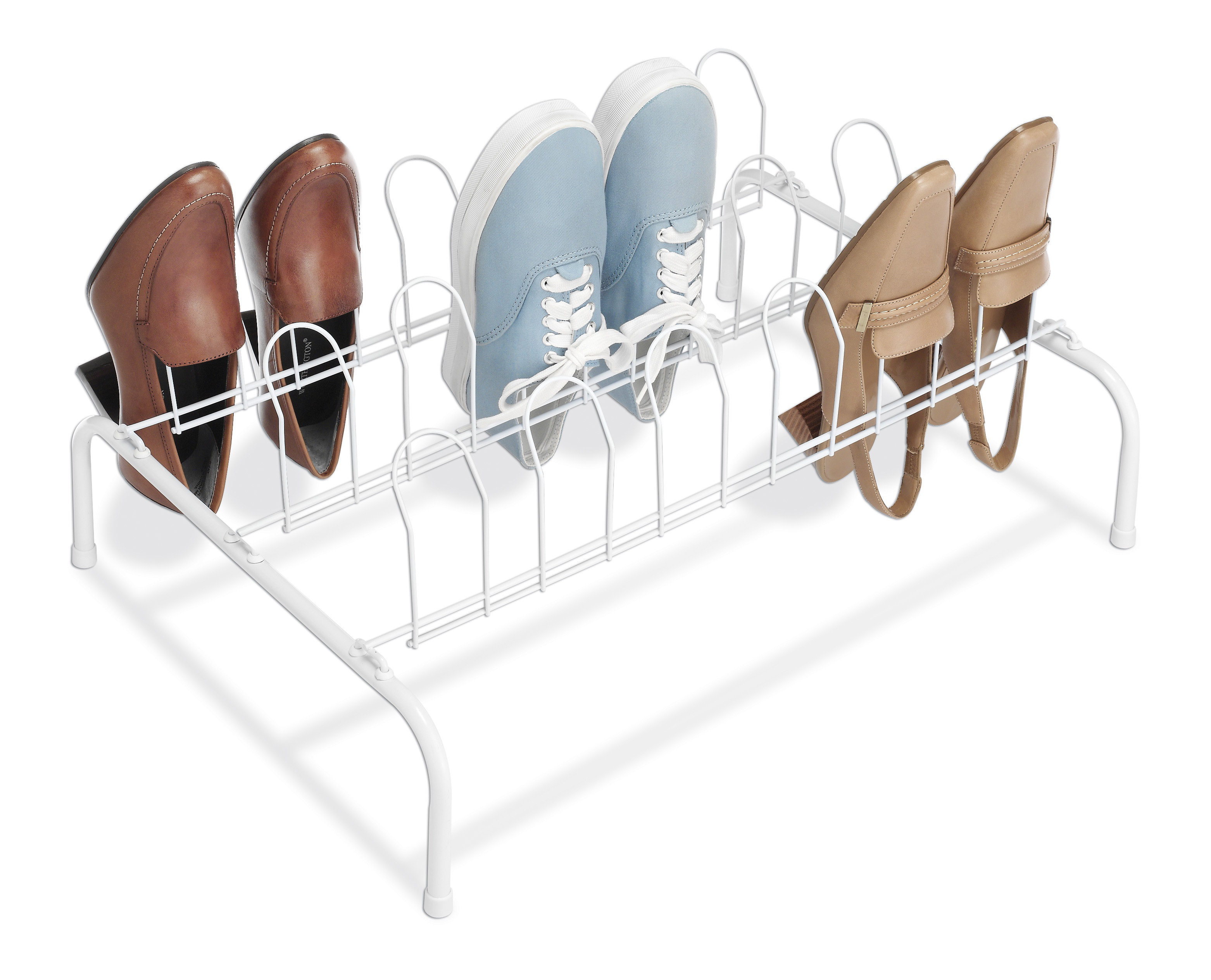 Ebern Designs Wire Floor Shoe Rack - 9-Pair - White | Wayfair