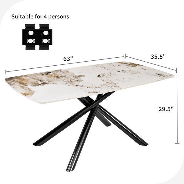 Wrought Studio™ Iaisha 63" Marble Sintered Stone Dining Table Luxury ...