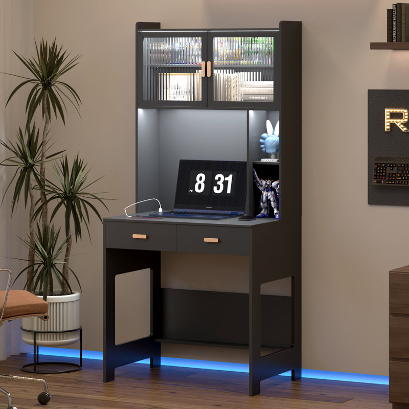 Latitude Run® Berwaldt 31.5'' W Rectangle Computer Desk with Hutch and ...