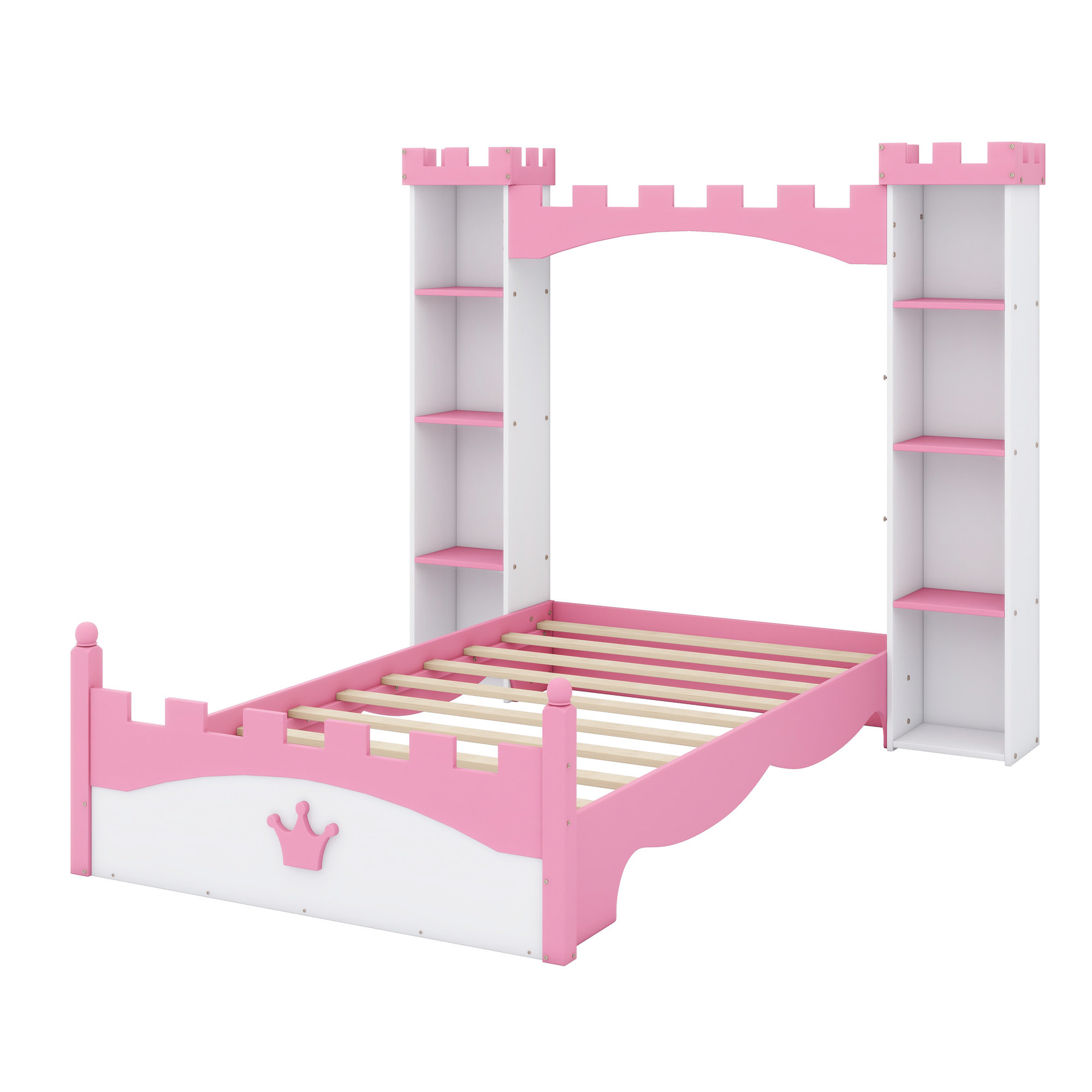 Gemma Violet Castle-Shaped Wooden Bed With Storage Shelf - Wayfair Canada