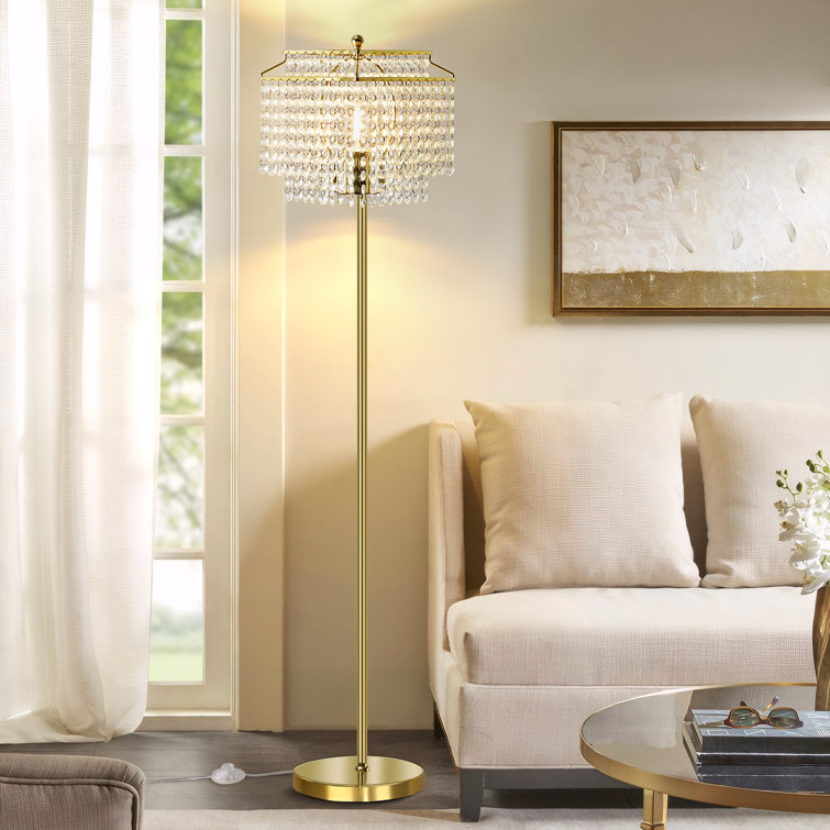 House of Hampton® Heidebert Crystal Floor Lamp, Elegant Standing Lamp ...