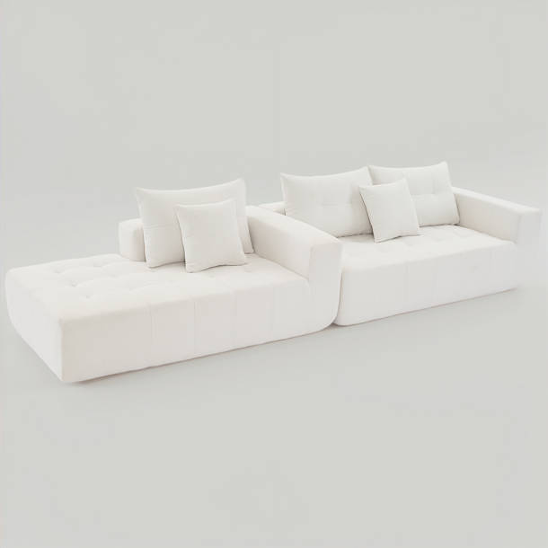 Latitude Run® L-Shaped Sectional Sofa Set -Linen Upholstery,For Living ...