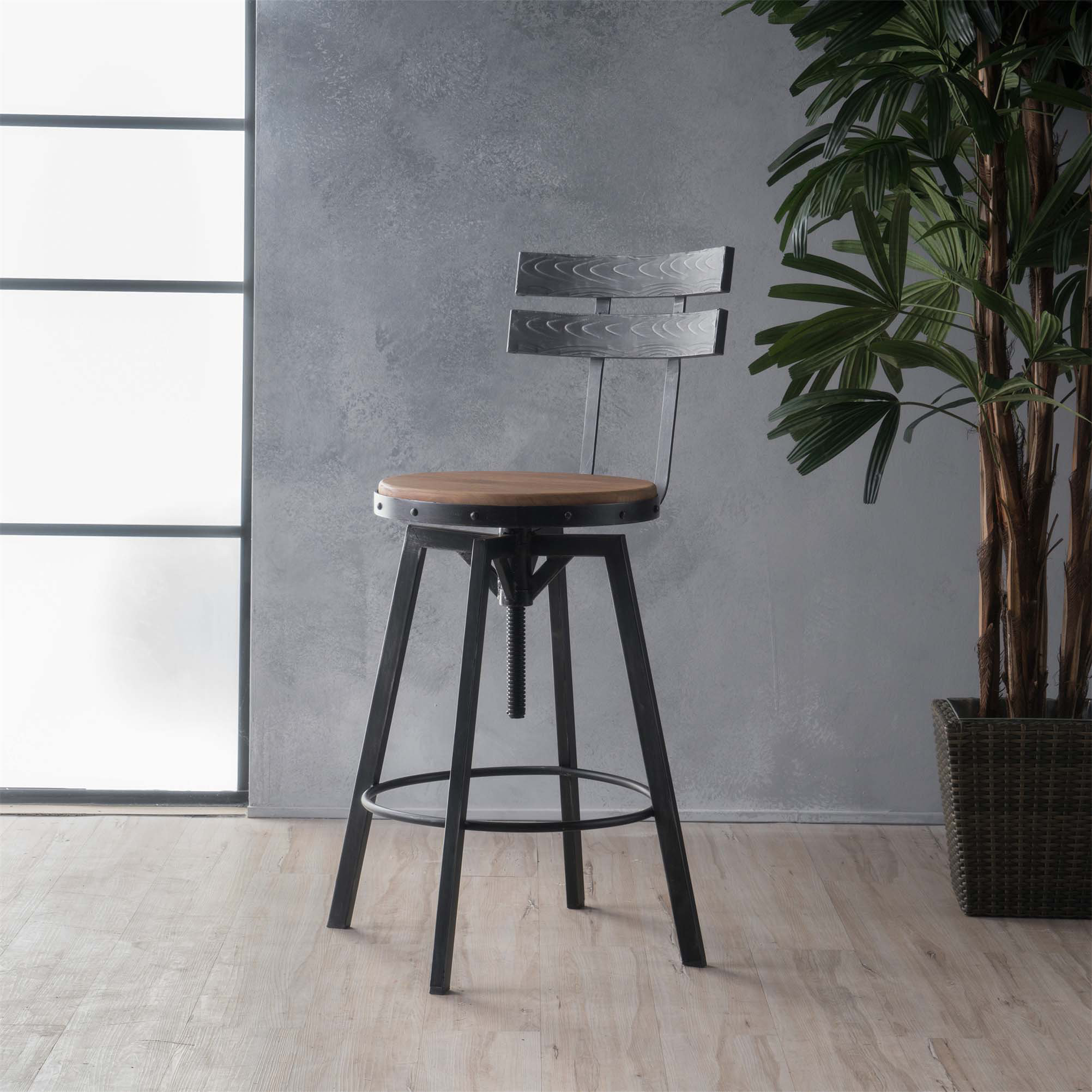 17 Stories Metal Chair With Wooden Seat - Wayfair Canada