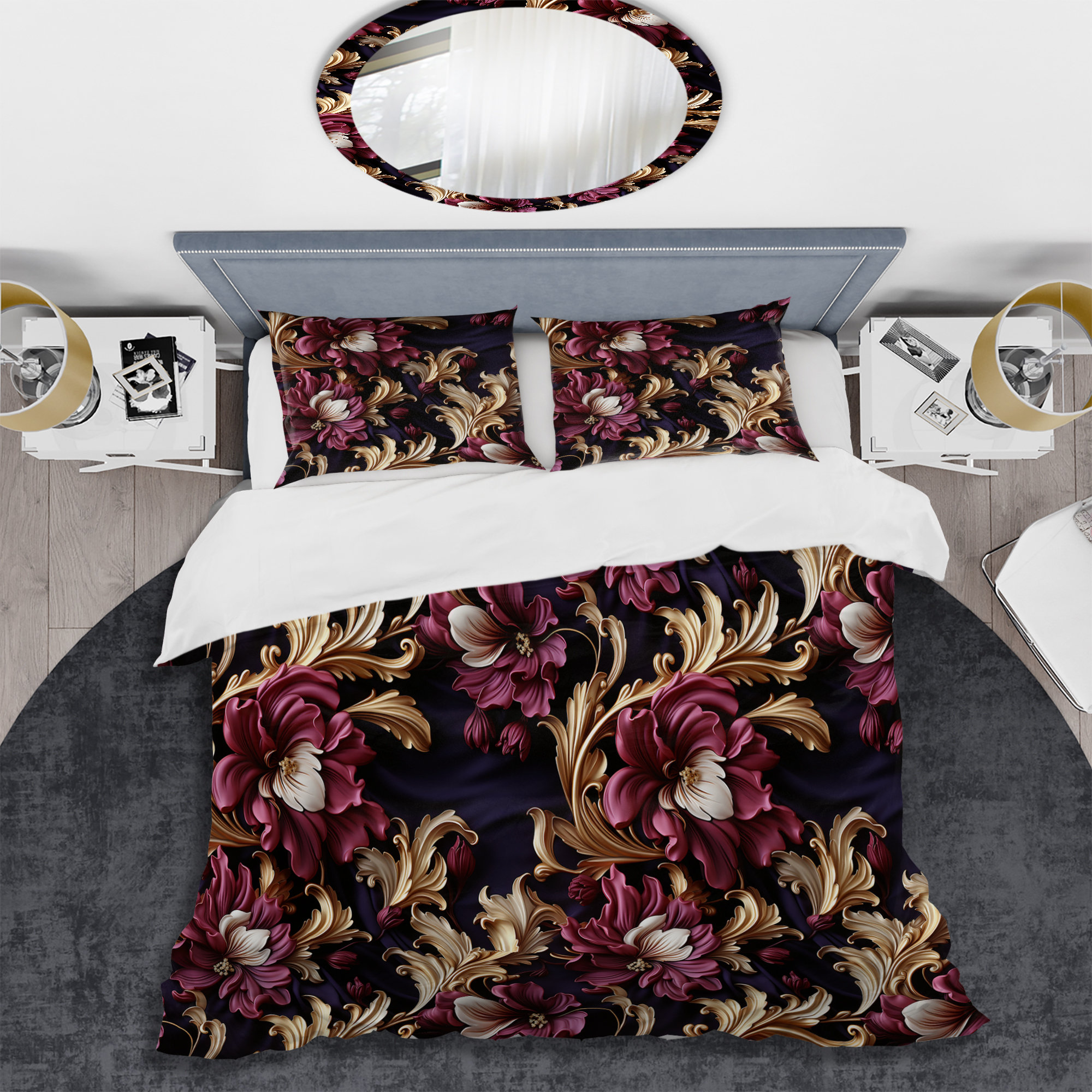 Design Art Timeless Purple Baroque Floral Dreams III Bedding | Wayfair