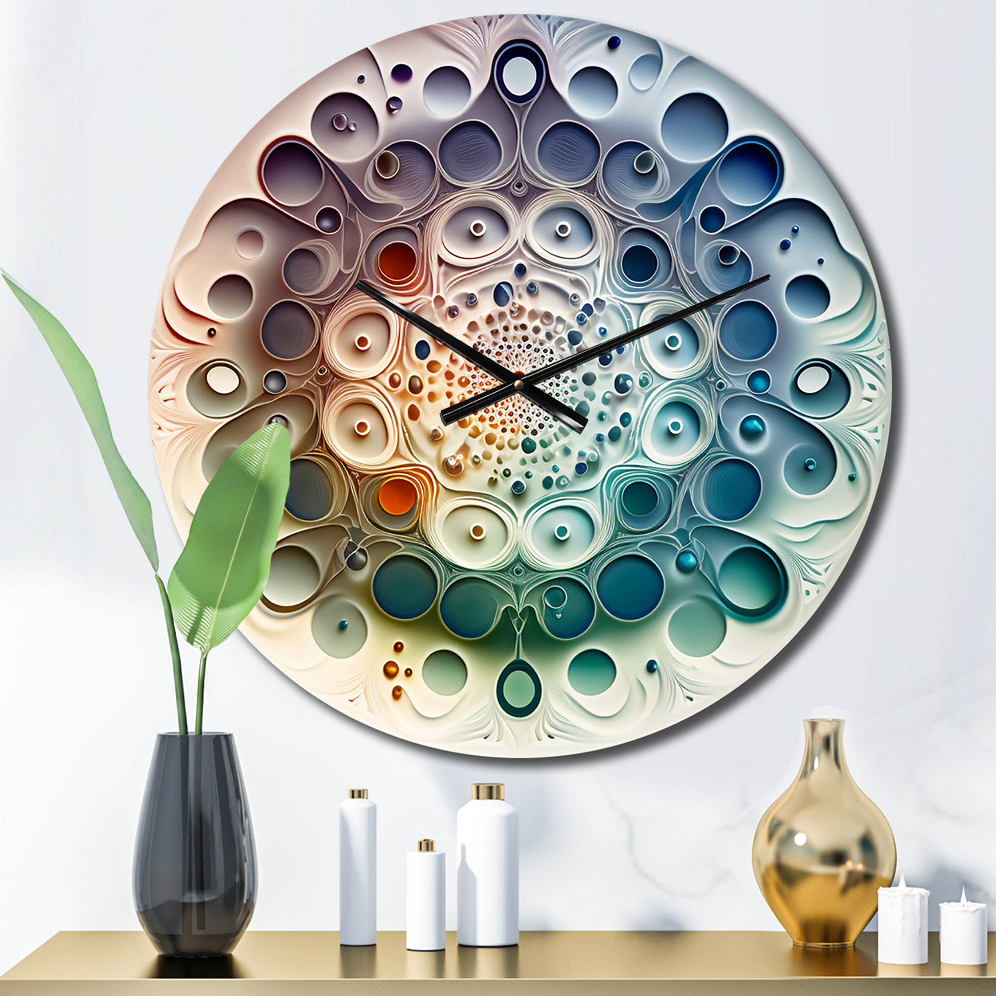Design Art Soft Colored Cymatics Mandala IX Wall Clock | Wayfair