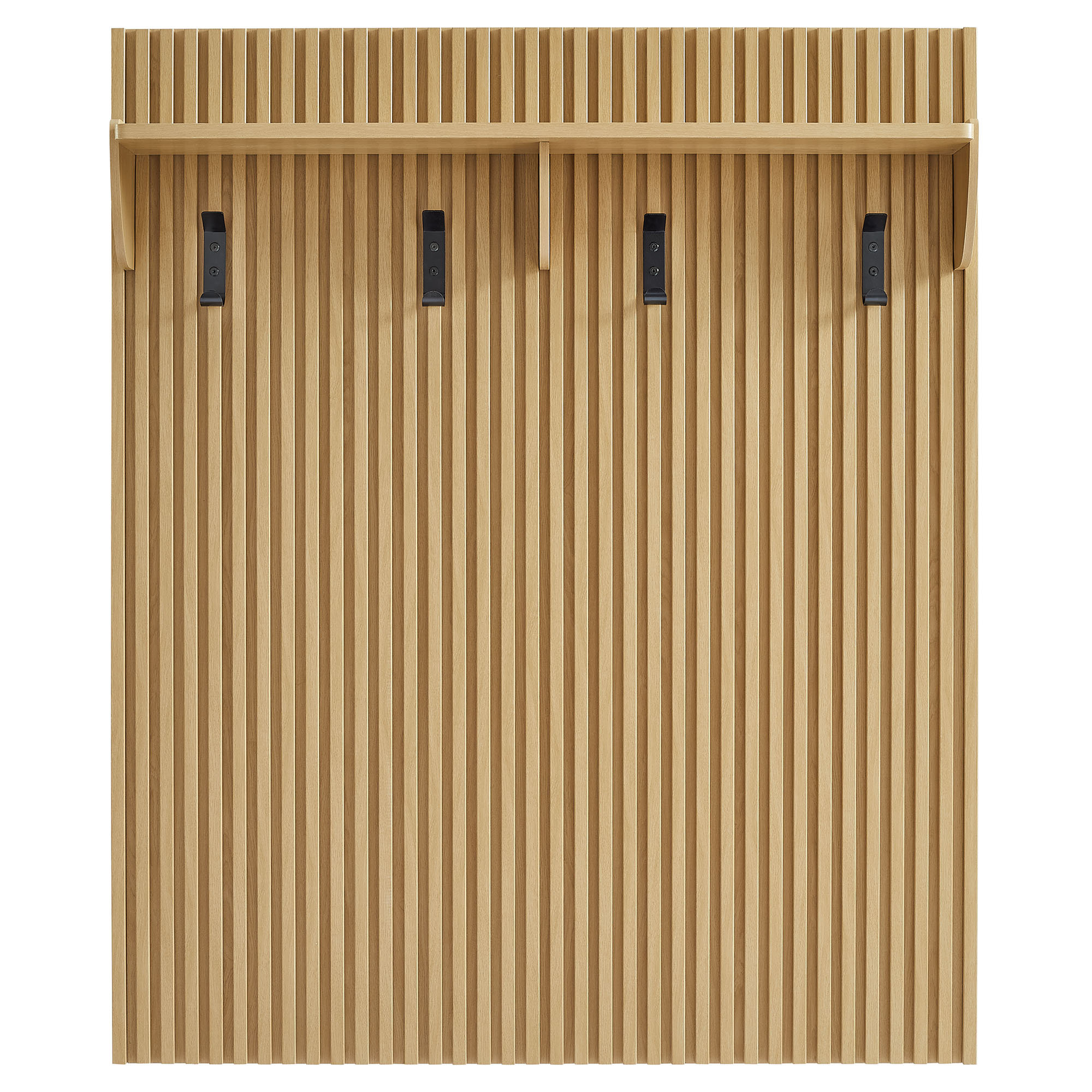 Latitude Run® Render Fluted Coat Rack Panel With Shelf In Walnut | Wayfair