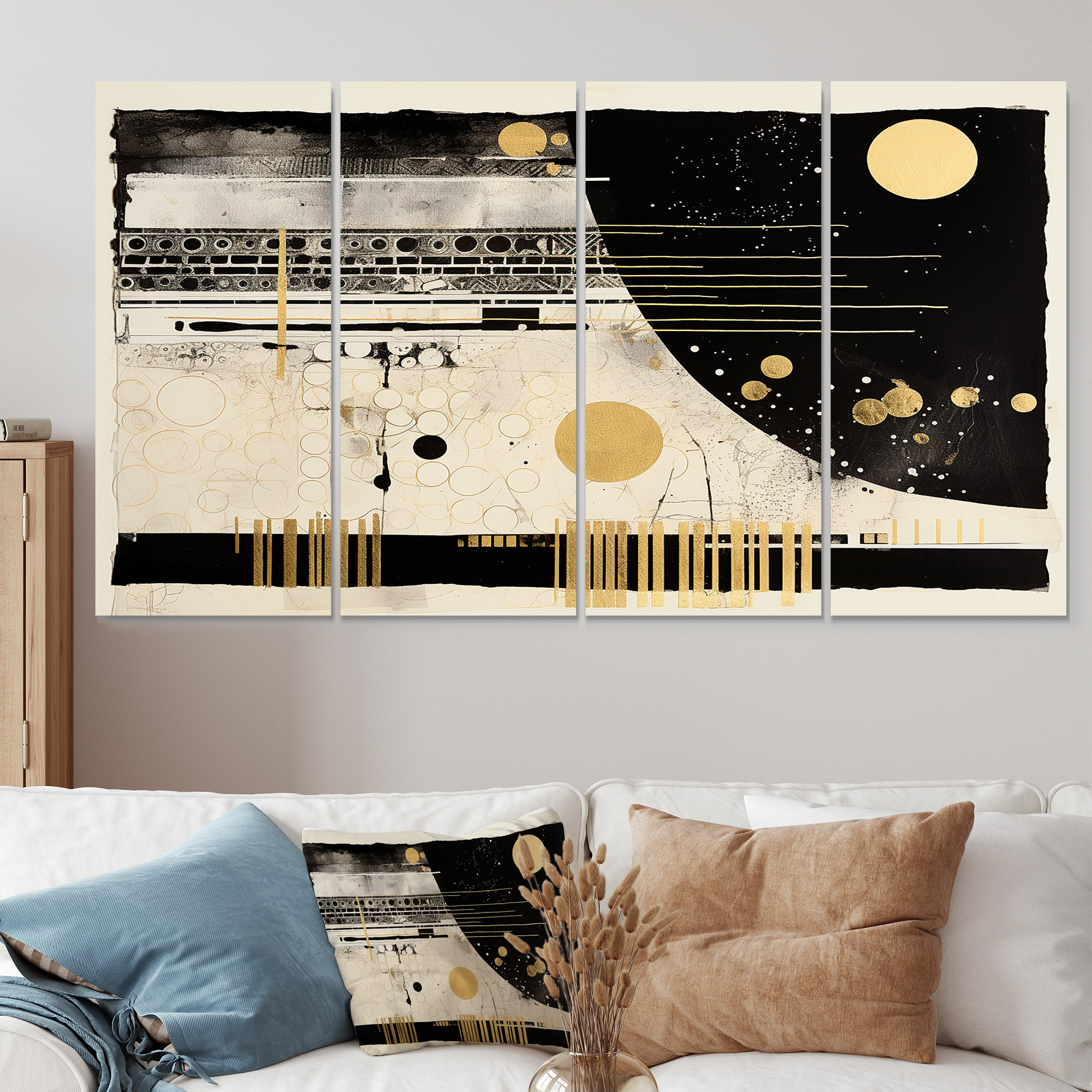 Ivy Bronx Gold Black White Sunday Jazz I - Abstract Collages Wall Art ...