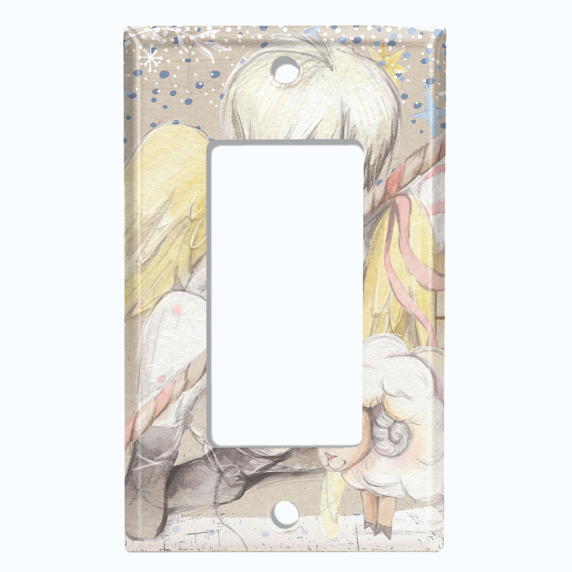 WorldAcc Angel Wings Snow Stars Sheep 1-Gang Rocker Wall Plate ...