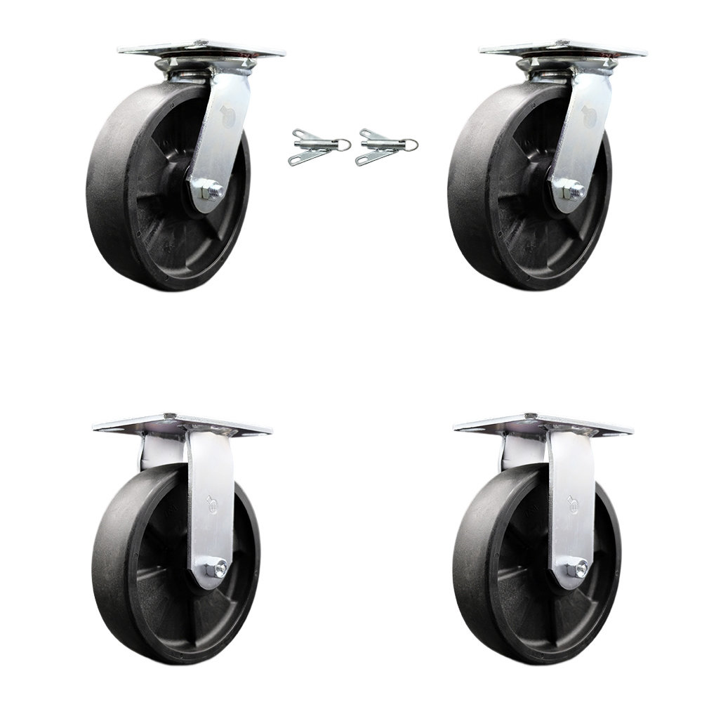Service Caster 4 Piece Glass Filled Nylon Caster Set with Ball Bearing ...