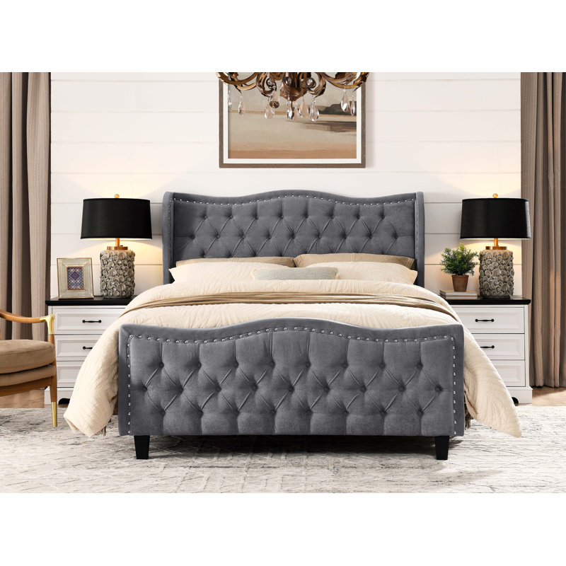 Alcott Hill® Royale Diamond-Tufted Upholstered Bed Frame | Wayfair