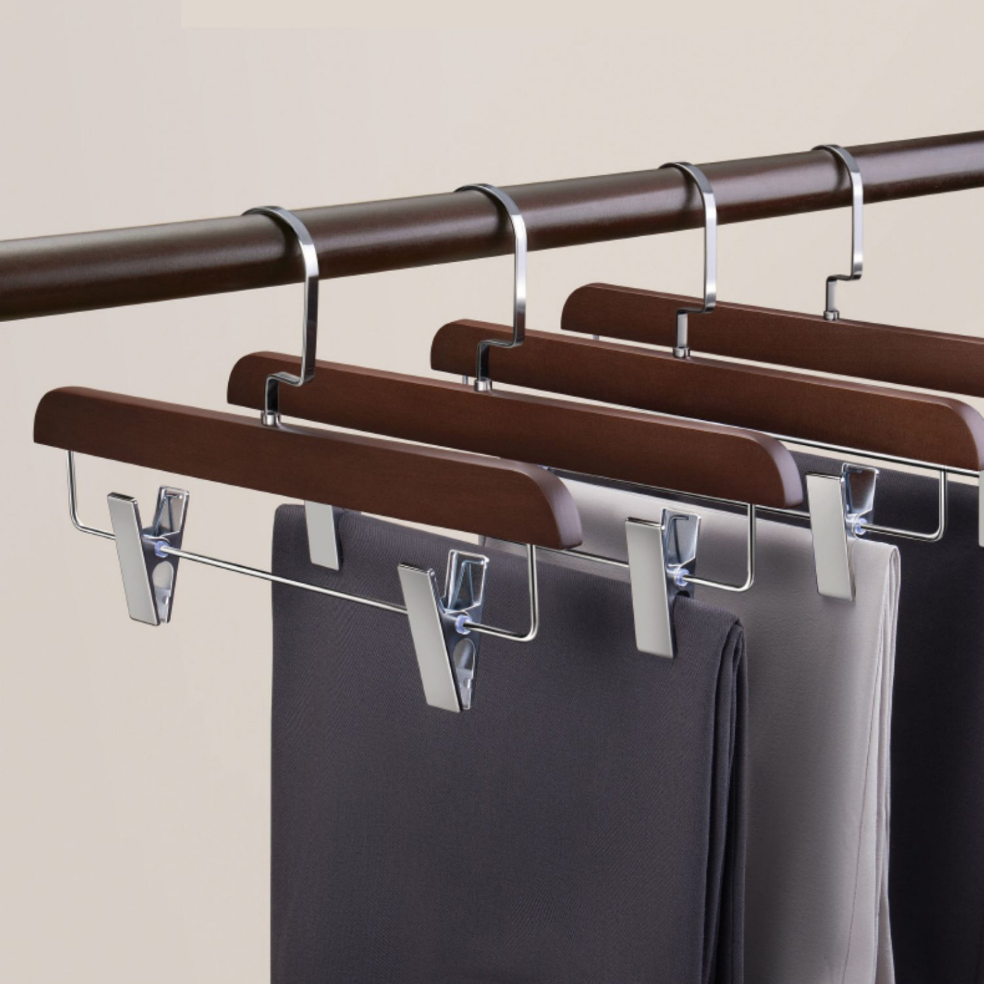 Rebrilliant Heavy Duty Wooden Hangers - No Mark Clamping System ...