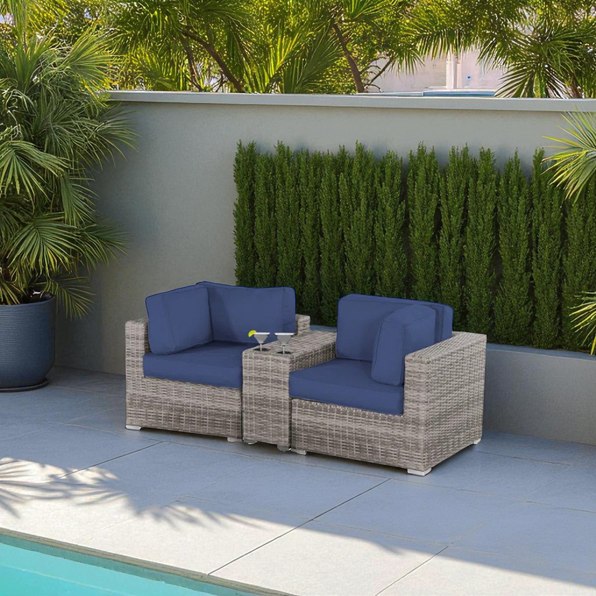 Latitude Run® 79'' Wide Outdoor Loveseat With HDPE Wicker Frame | Wayfair