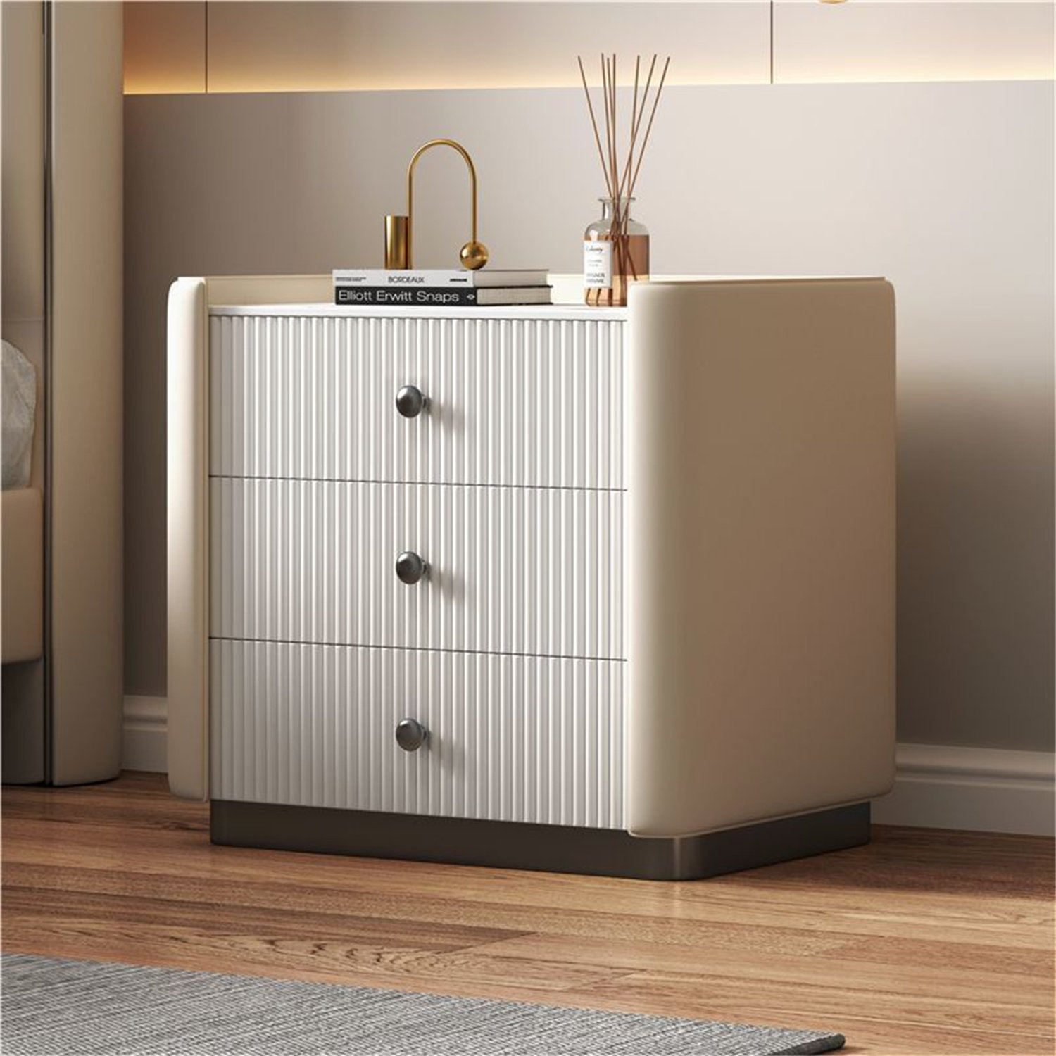 Hokku Designs Table de chevet moderne à 3 tiroirs - Table de chevet ...