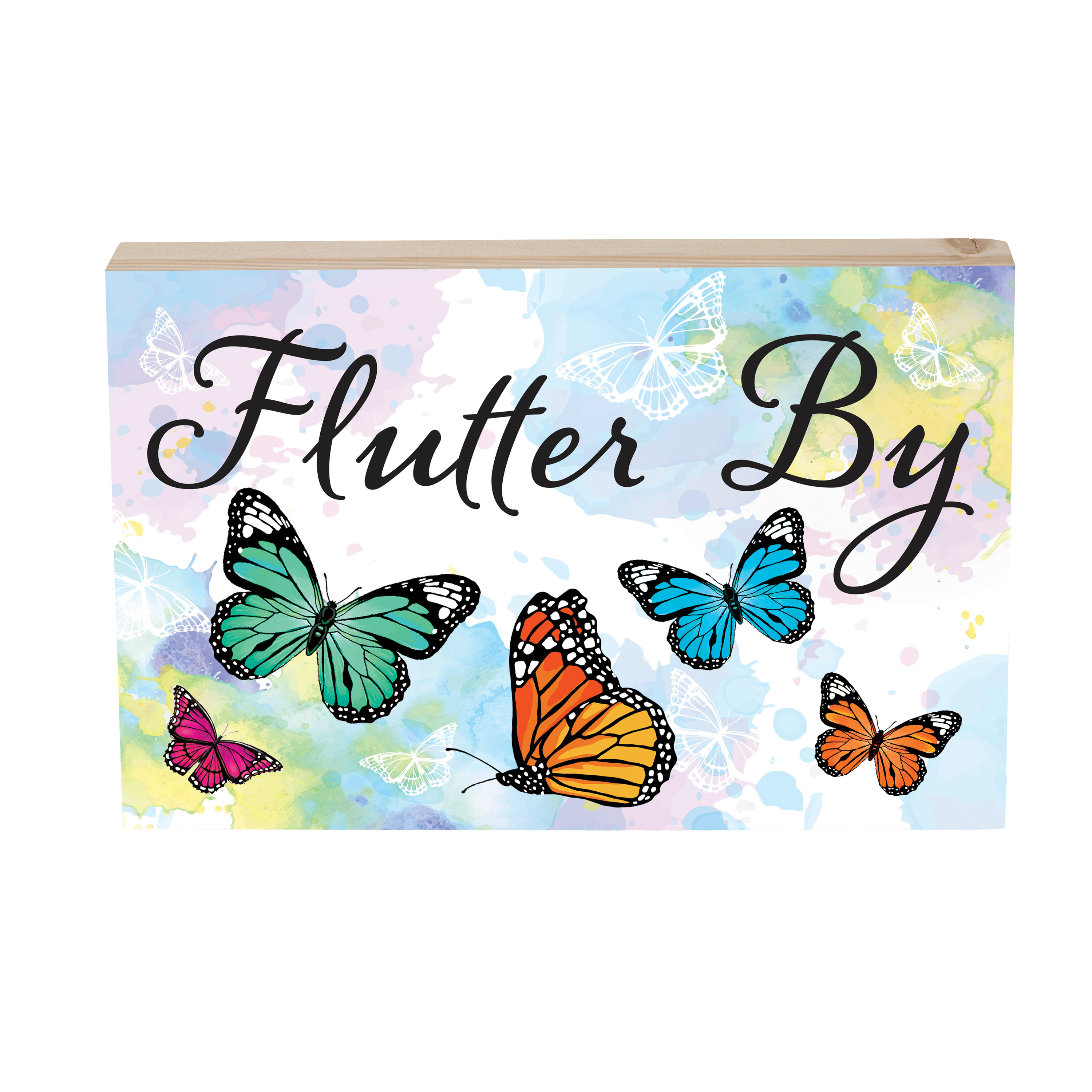 Gracie Oaks Pollinator Garden Table Decor Wood Plock "Flutter By ...