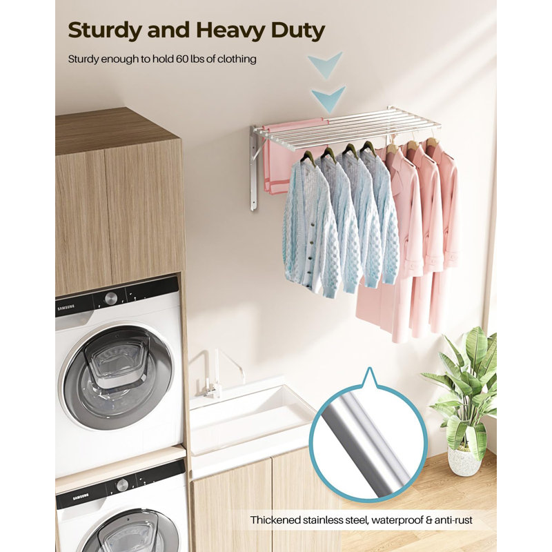 Hoomic Metal Foldable Wall-Mounted Drying Rack | Wayfair