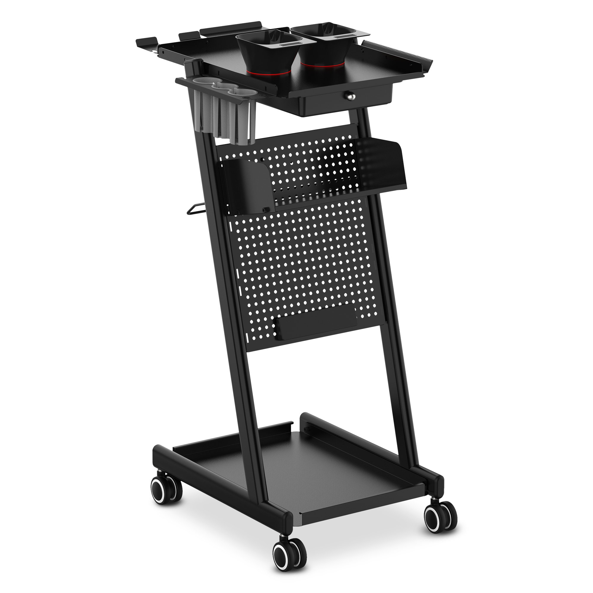 TASALON Metal Utility Cart With Tool Holder, 360° Mute Universal Wheels ...