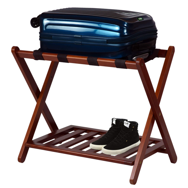 DOFLIC Wood Folding Luggage Rack with Storage | Wayfair