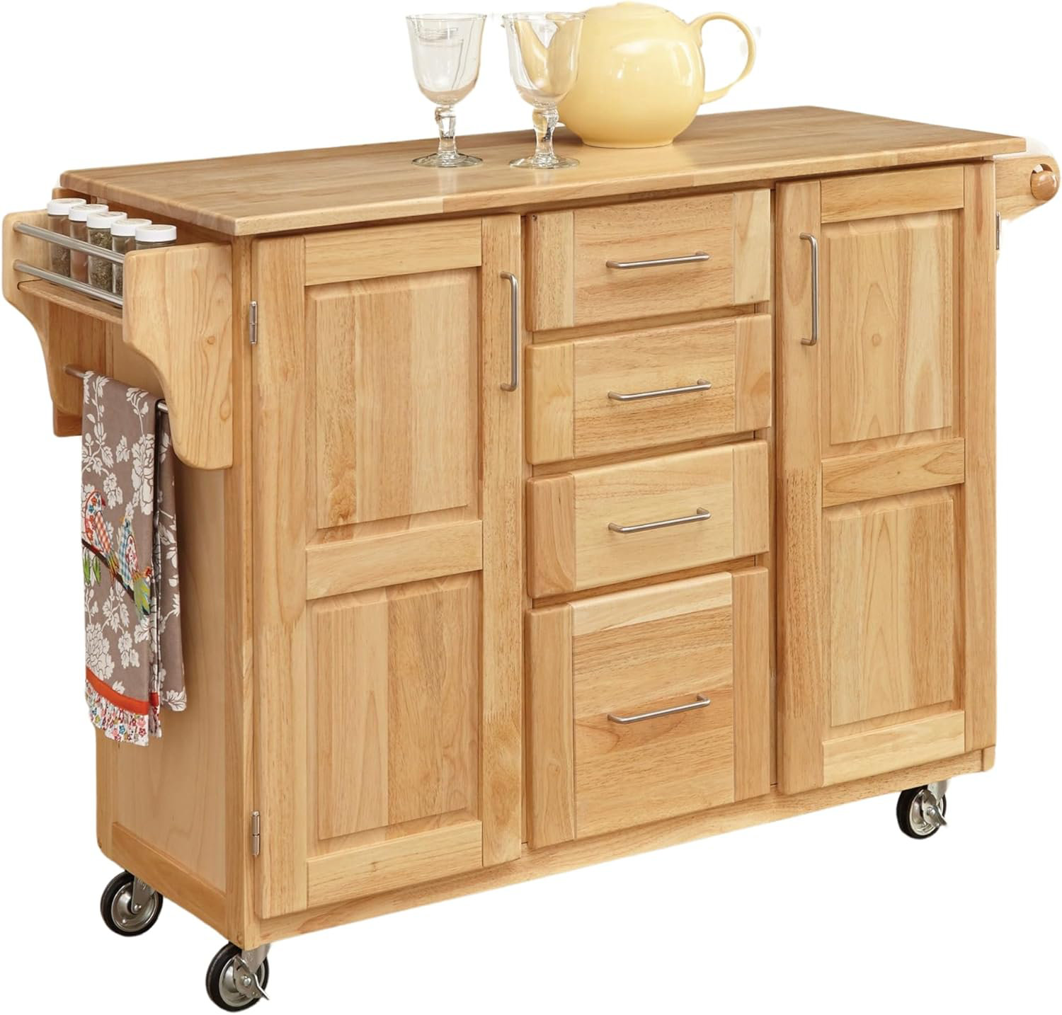 INFOOR Kitchen Center With Drop-Down Breakfast Bar, 52.5"W X 18-30"D X ...