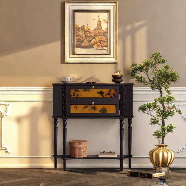 BEMA STONE LLC Vintage Art Accent Cabinet Solid Wood Accent Cabinet ...