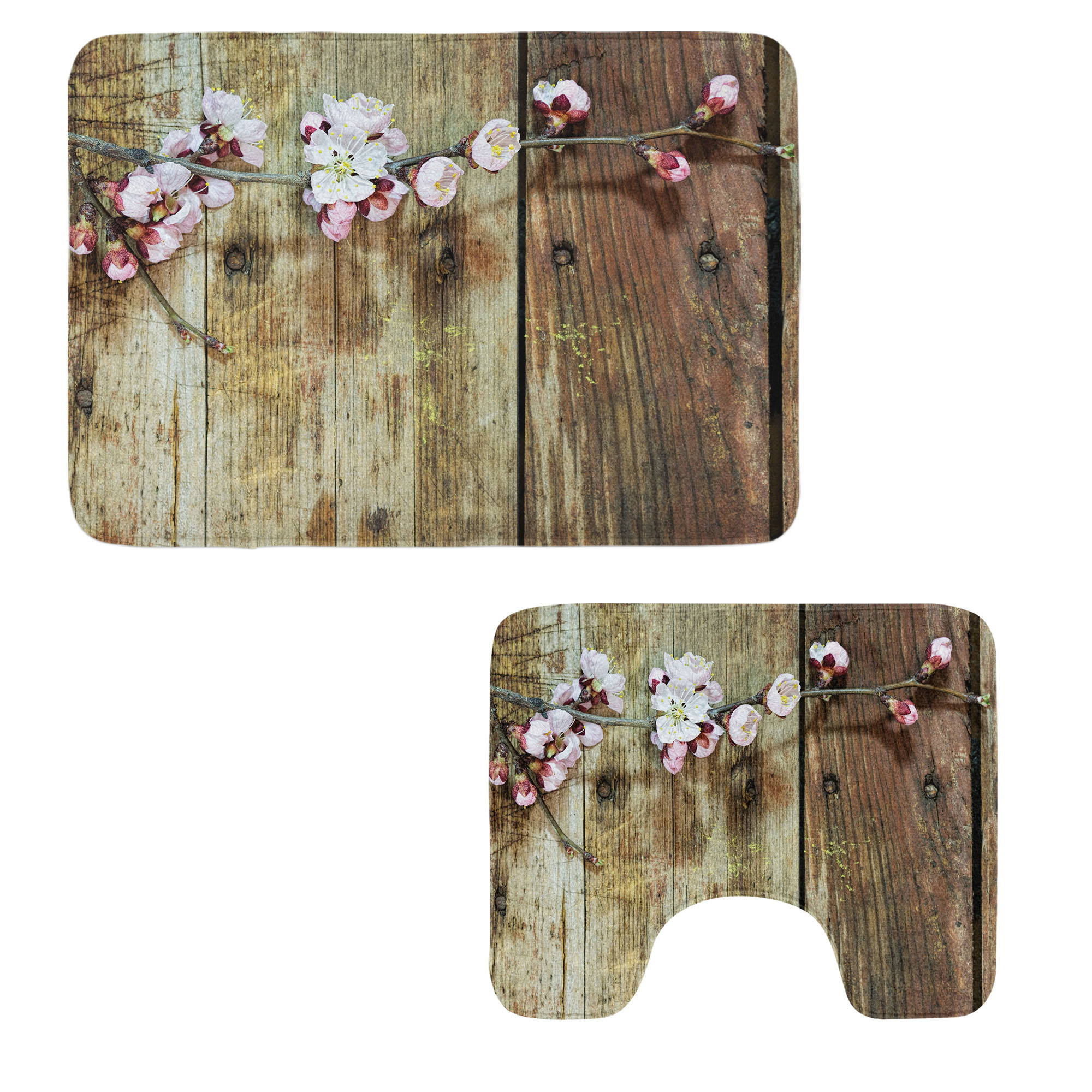 East Urban Home Rustic Bathroom Rug Set 2 Pieces Rectangle & Contour ...