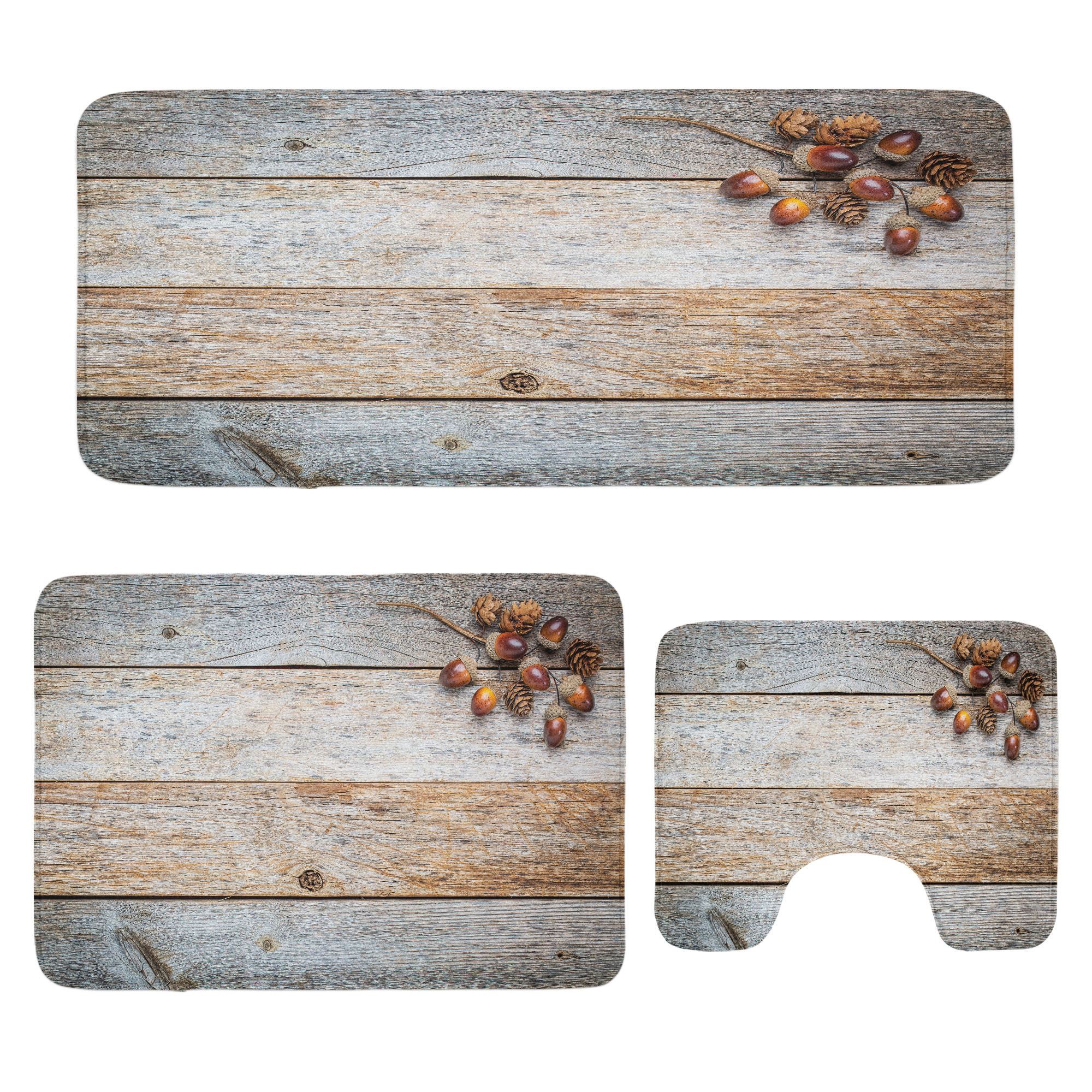 East Urban Home Rustic Bathroom Rug Set 3 Pieces U-Shape & Rectangle ...