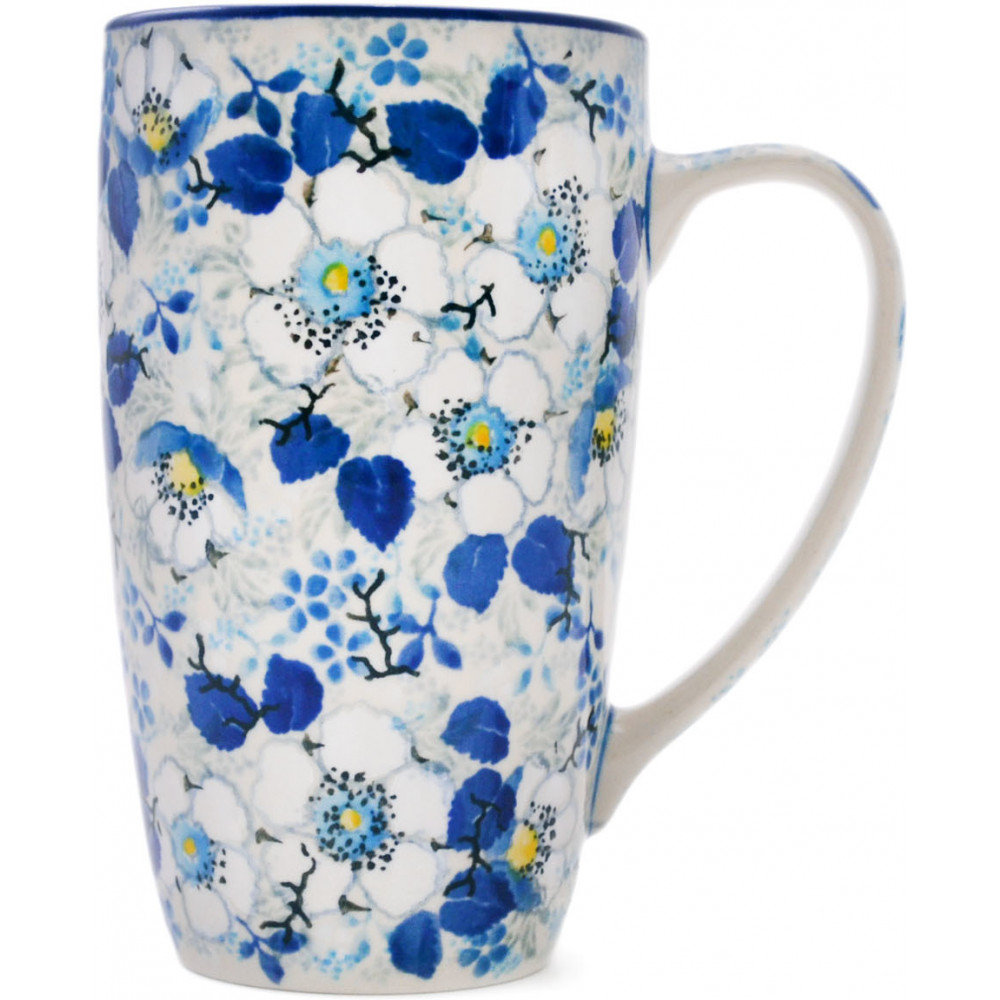 Polmedia Polish Pottery 14 Oz Stoneware Mug - Blossoming Blues | Wayfair