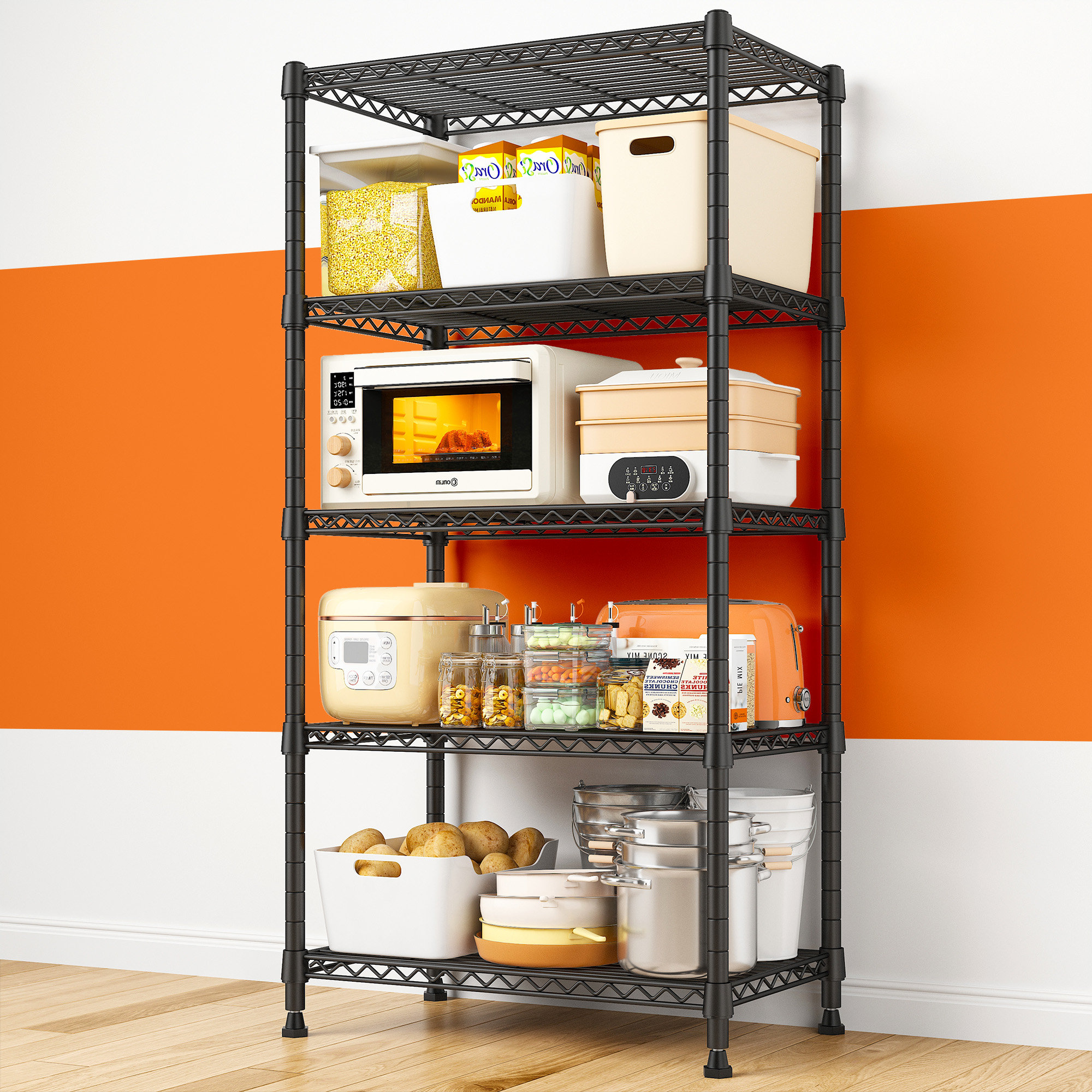 Rebrilliant 5-Tier Adjustable Shelving Unit, Heavy-Duty Metal Wire ...
