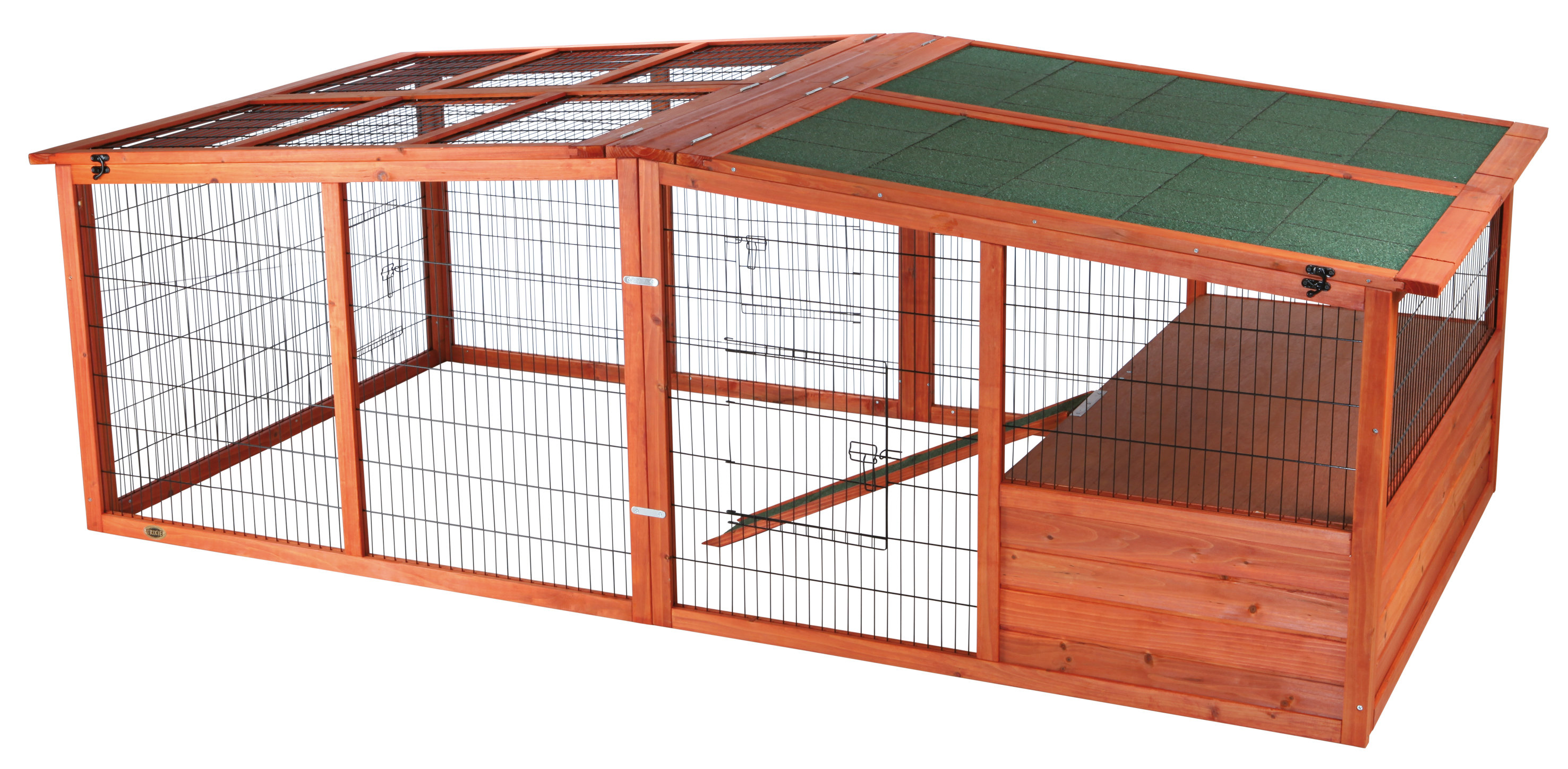 TRIXIE Weatherproof Outdoor XL Wooden Small Animal Cage, Enclosed Run ...