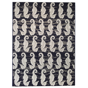 Highland Dunes Gonsales Animal Print Navy Blue Indoor/Outdoor Area Rug ...