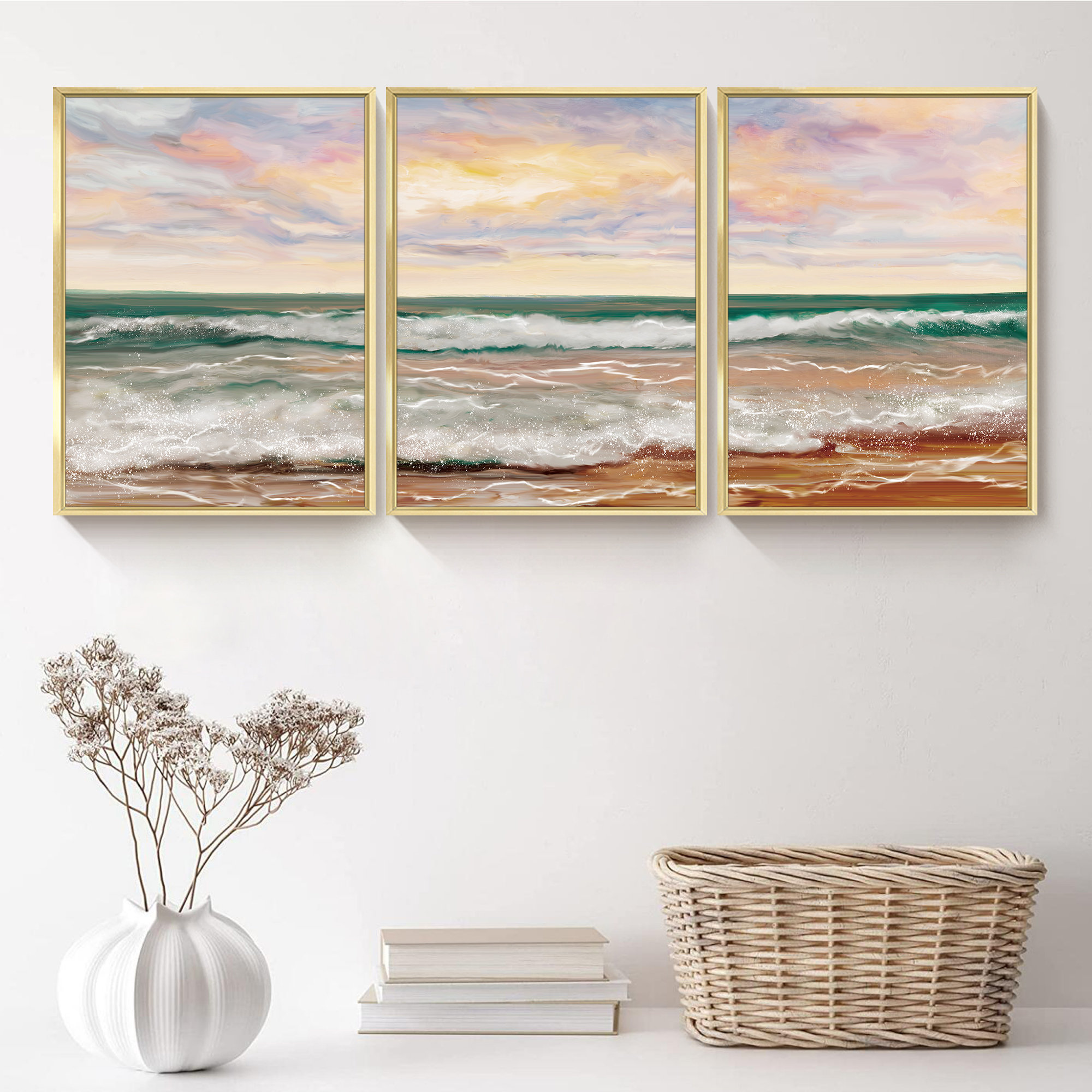 Rosecliff Heights Framed Monet Wall Art - 3 Piece Picture Aluminum ...