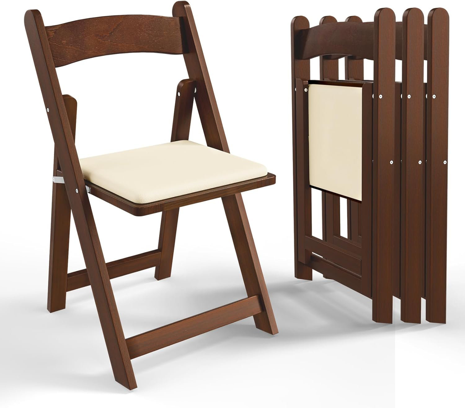 Red Barrel Studio® 4Pcs Wipe-Clean Deep Walnut-Padded Birch Folding ...