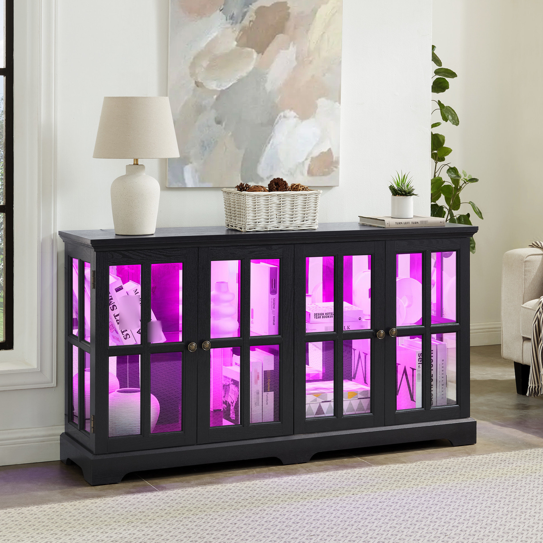SnugglySolace Display Cabinet With Adjustable Shelving, Metal Handles ...