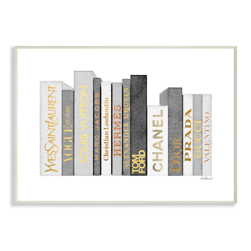Stupell Industries 'Fashion Designer Bookstack Gray Gold' Graphic Art ...