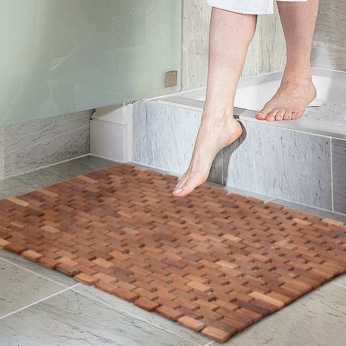 Bayou Breeze Edinburgh Teak & Wood Reversible Shower Mat & Reviews ...