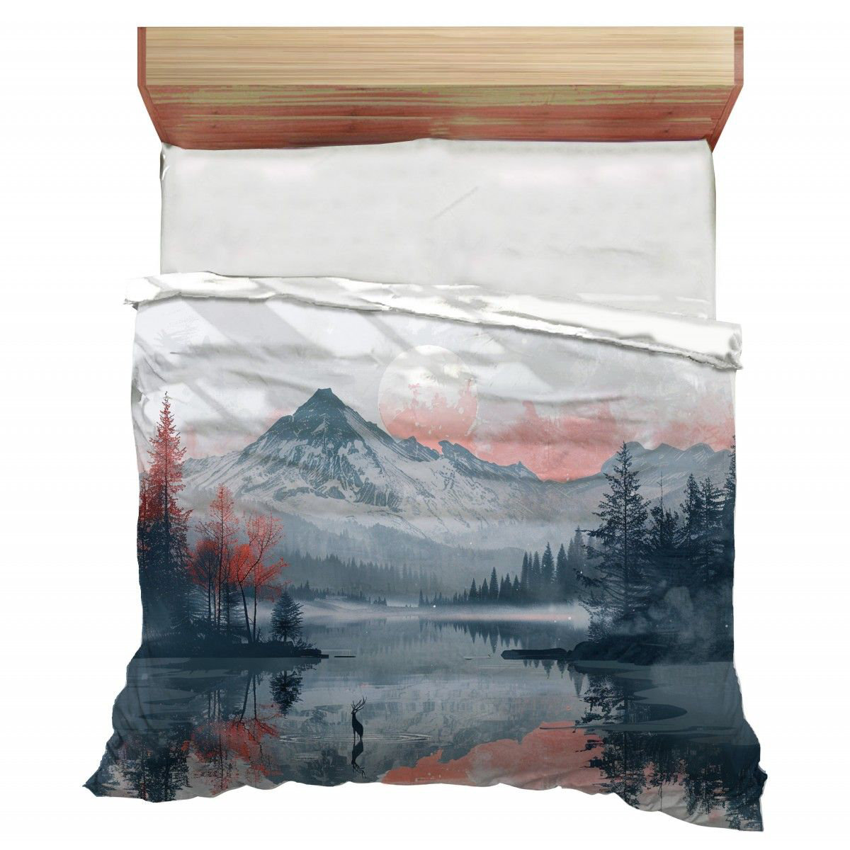 VisionDecor Mountain reflection Bedding Nature Comforter Tranquil | Wayfair