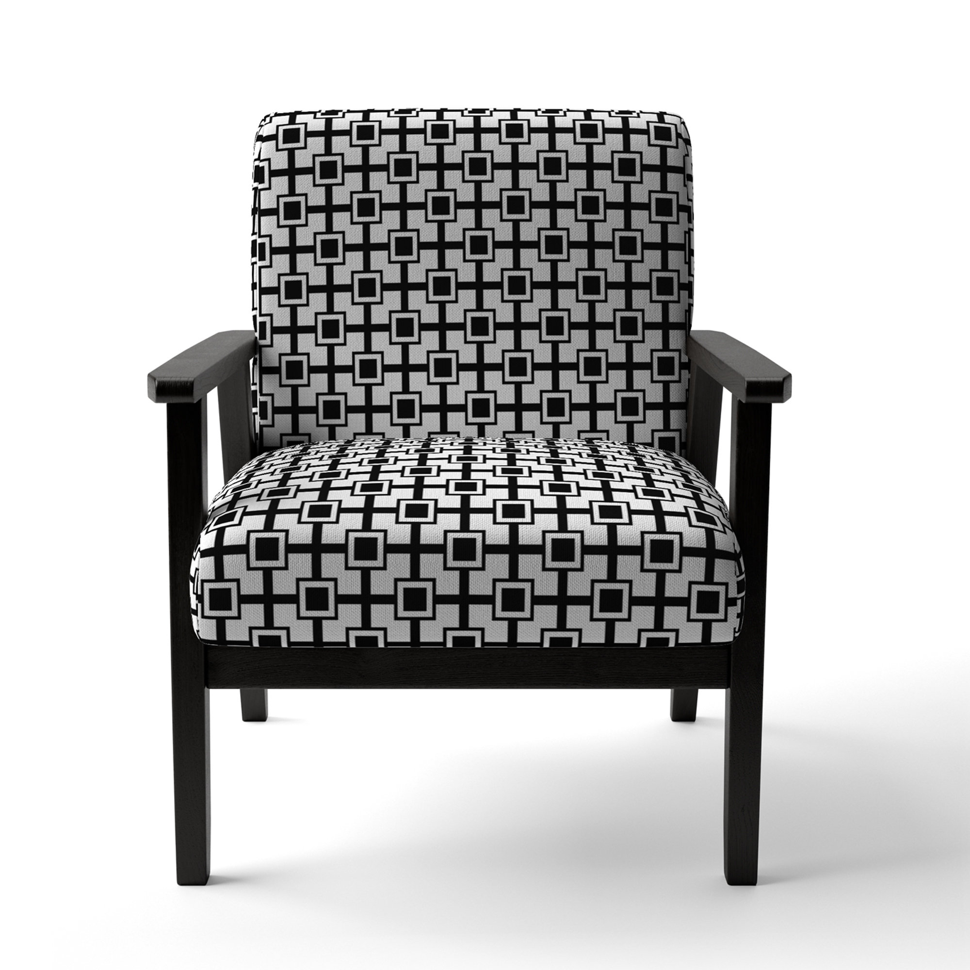 Orren Ellis Black And White Geometric - Upholstered Patterned Accent ...