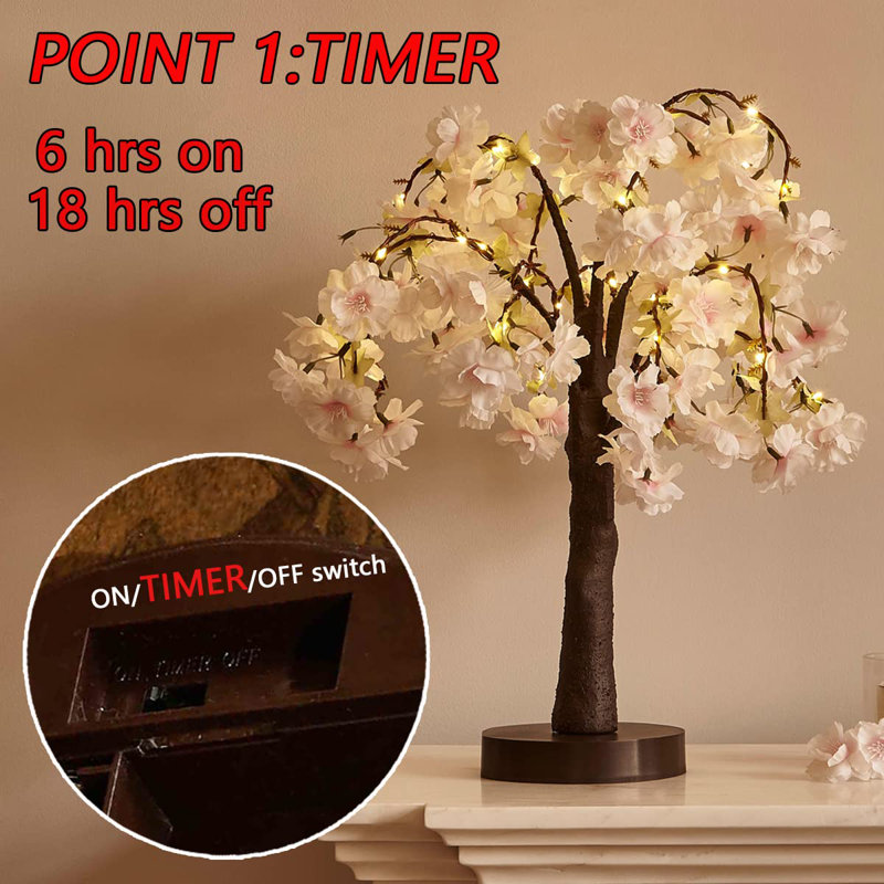 Primrue Lighted Bonsai Tree with Cherry Blossom Branches | Wayfair