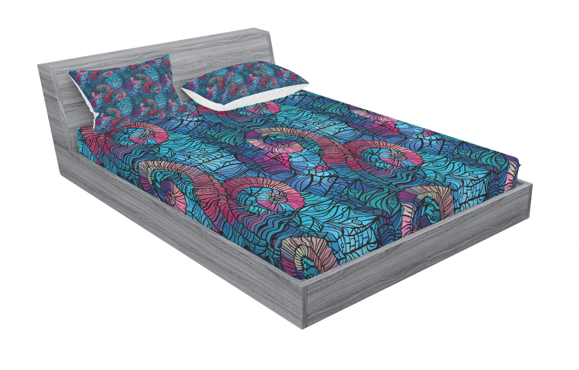 Ambesonne Mosaic Shell Swirls Ocean Deep Sea Sheet Set | Wayfair