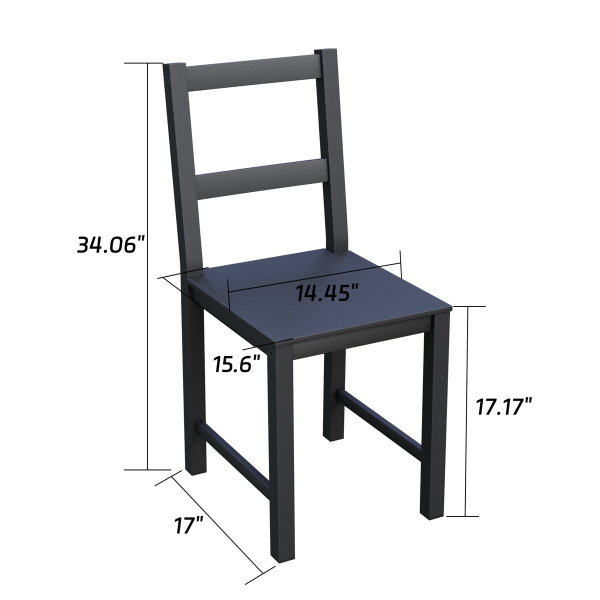 Gracie Oaks Antwanae Solid Wood Side Chair, Farmhouse Dining Room Chair ...