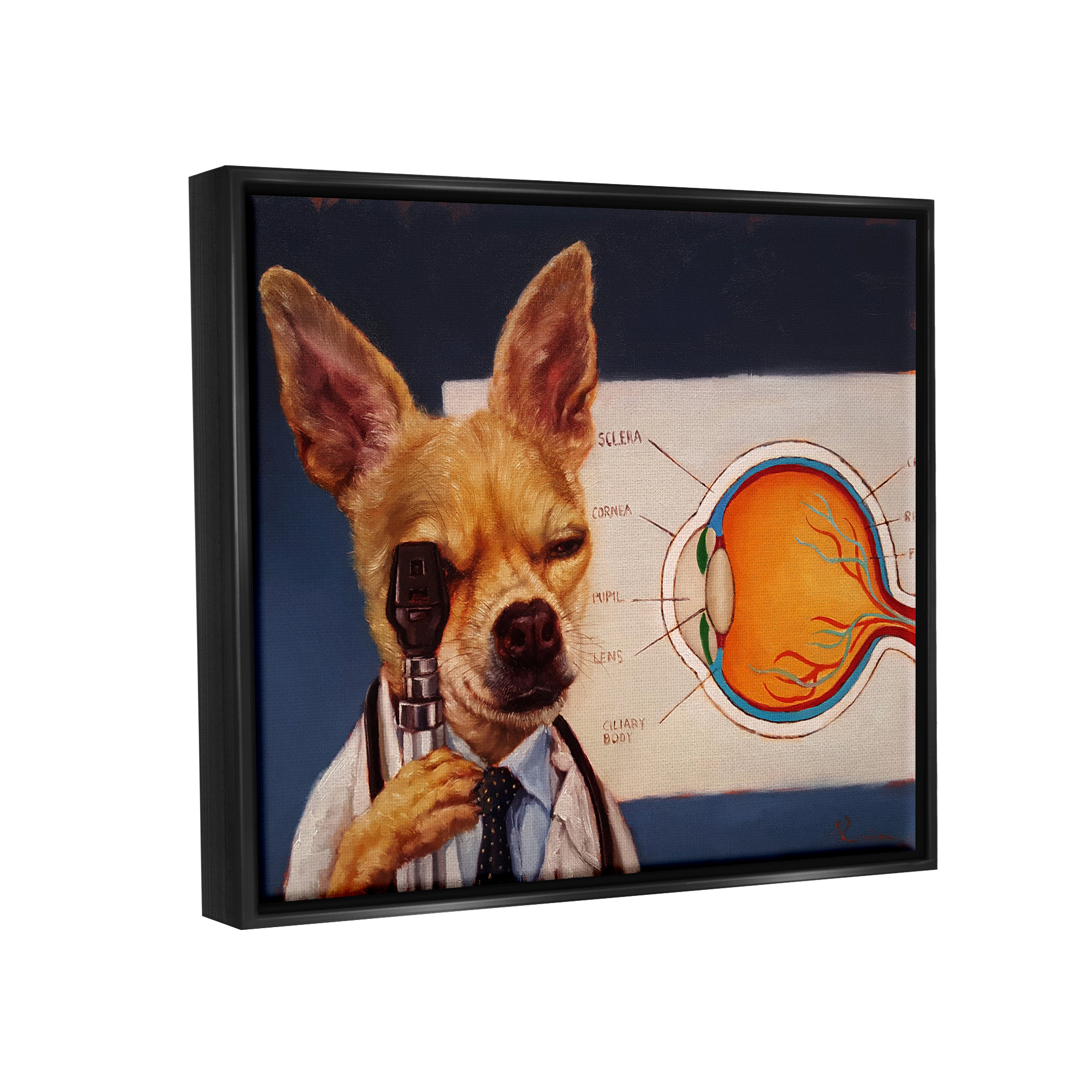 Trinx Dog Optometrist Funny Animal Framed Floater Canvas Wall Art By ...