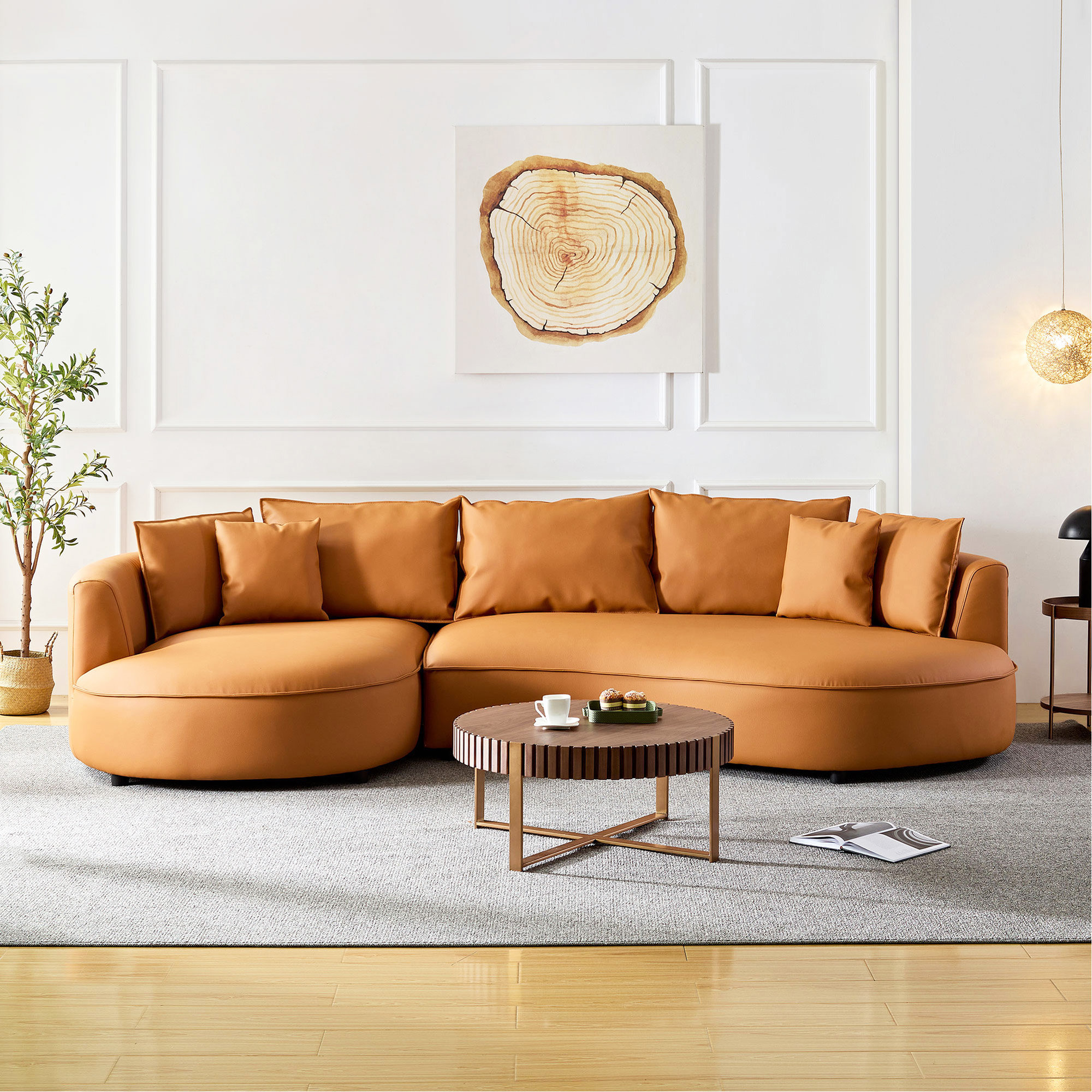 Orren Ellis Modern Sectional Curved Sofa Couch For Living Room ...
