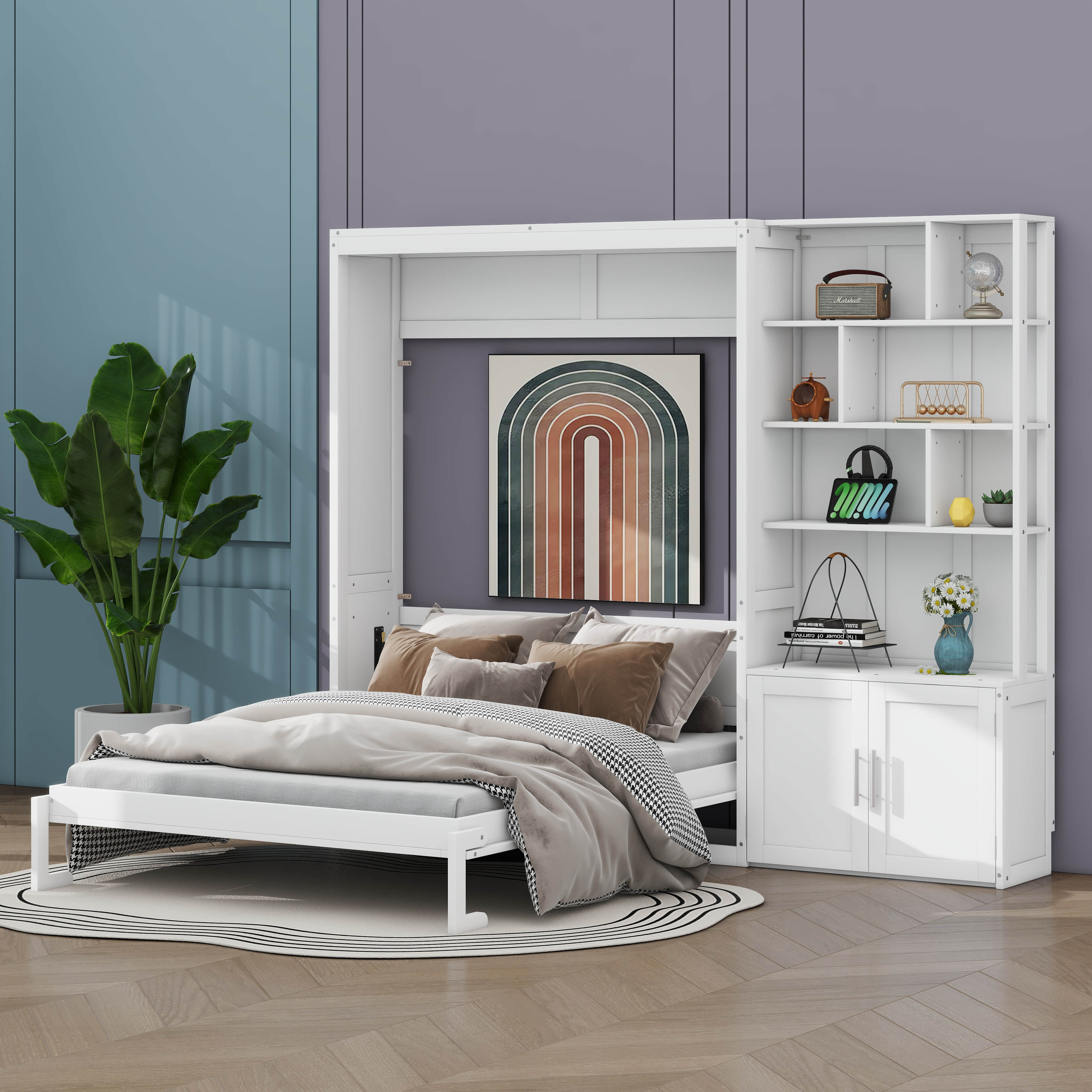 Red Barrel Studio Full-Sized Murphy Bed Featuring Multiple Storage ...