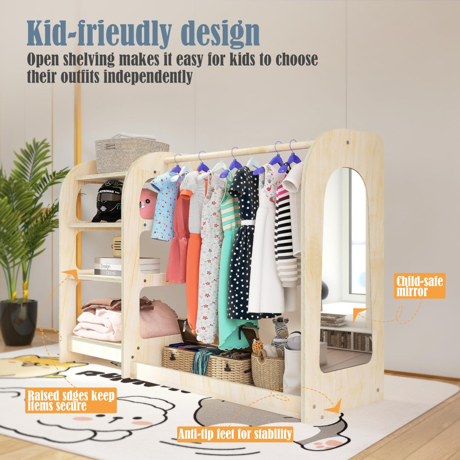 Isabelle & Max™ Kids Dress Up Storage With Mirror, Wooden Kids Dress Up ...