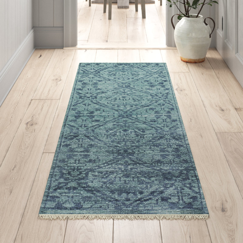 Addie Handmade Wool Teal/Navy Rug & Reviews | Birch Lane