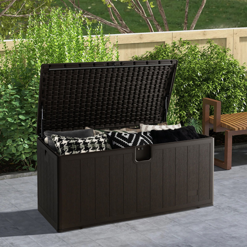 NEWNICY Outdoor Storage Deck Box Waterproof-Brown | Wayfair