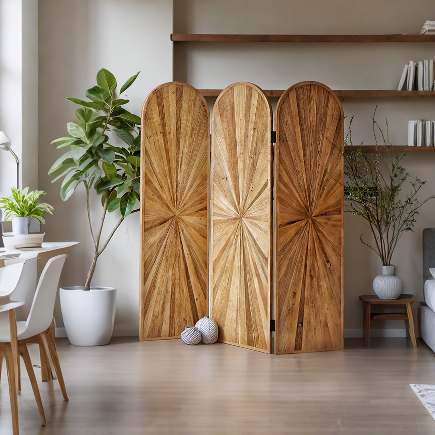 One Allium Way® Natural Colour Retro Solid Wood Elm Room Dividers ...