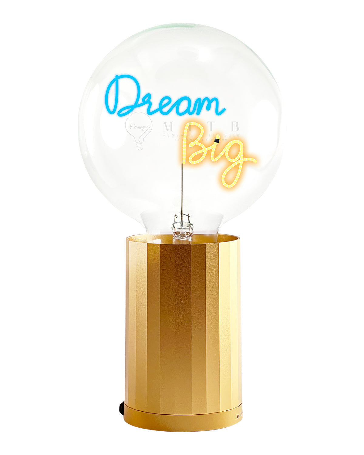 Message in the Bulb Bulb DREAM BIG Blue/ Amber with Base Table Lamp ...