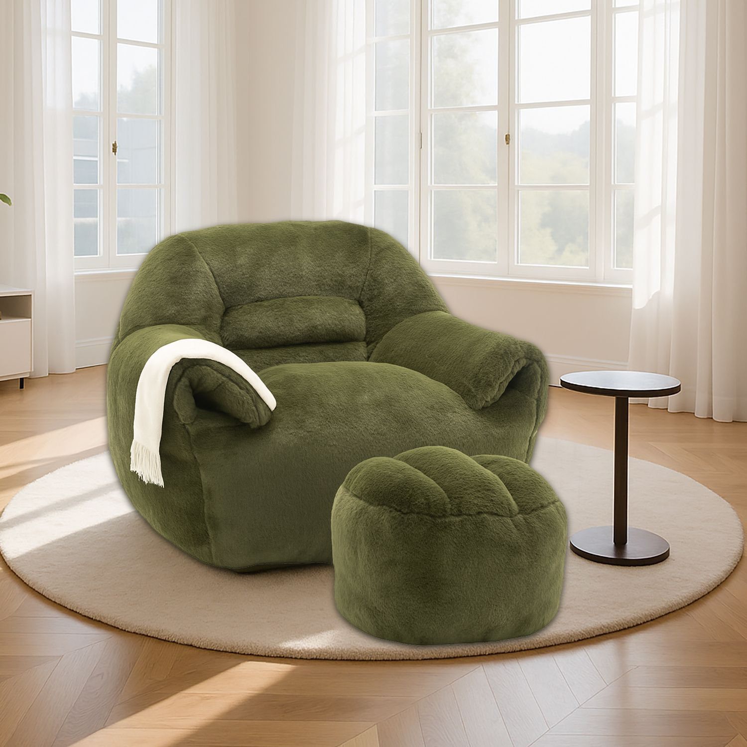 Corrigan Studio® Modern style Faux Shearling Lounge Chair bean bag ...