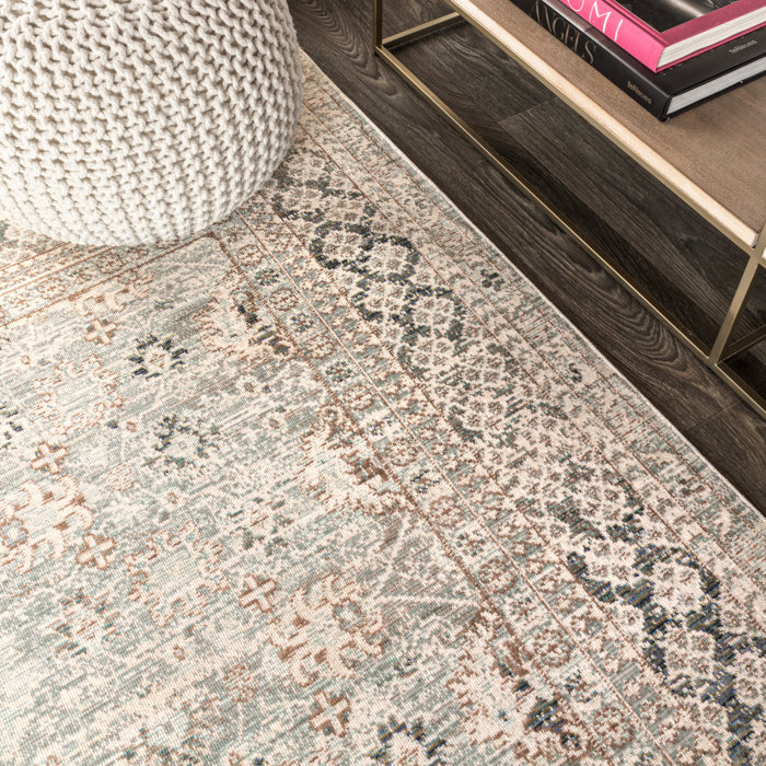 Bungalow Rose Lucinda Performance Light Blue/Ivory Rug | Wayfair